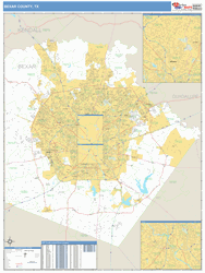 Bexar County, TX Population Zip Code Wall Map by MarketMAPS