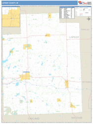 Lapeer County, MI Population Zip Code Wall Map by MarketMAPS