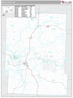 Benton County, MO Zip Code Map (Premium Style)