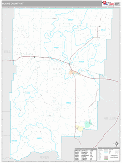 Blaine County, MT Zip Code Map (Premium Style)