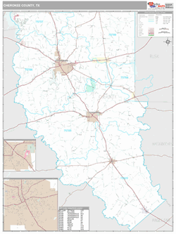 Cherokee County, TX Map (Premium Style)