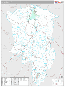 Floyd County, KY Zip Code Map (Premium Style)