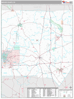 Mercer County, PA Map (Premium Style)