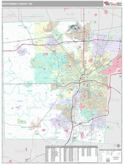 Montgomery County, OH Zip Code Map (Premium Style)