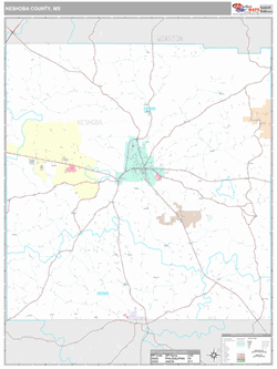 Neshoba County, MS Map (Premium Style)
