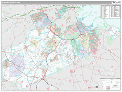Norfolk County, MA Map (Premium Style)
