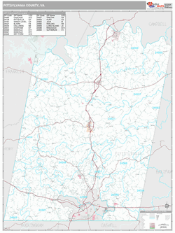 Pittsylvania County, VA Zip Code Map (Premium Style)