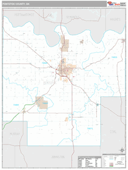 Pontotoc County, OK Zip Code Map (Premium Style)