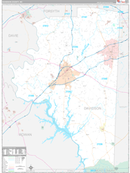 Davidson County, NC Wall Map - Basic