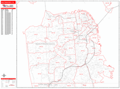 San Francisco California Wall Maps - MapSales