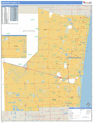 Broward County, FL Median Household Income Zip Code Wall Map by MarketMAPS