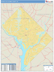 District of Columbia County, DC Population Zip Code Wall Map by MarketMAPS