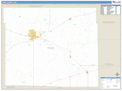 Ford County, KS Median Household Income Zip Code Wall Map by MarketMAPS