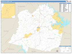 Franklin County, VA Median Household Income Zip Code Wall Map by MarketMAPS