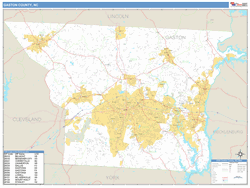 Gaston County, NC Population Zip Code Wall Map by MarketMAPS
