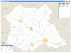 Madison County, GA Number of Households Zip Code Wall Map by MarketMAPS