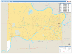 Wyandotte County, KS Population Zip Code Wall Map by MarketMAPS