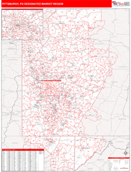 Pittsburgh DMR Wall Map Red Line Style