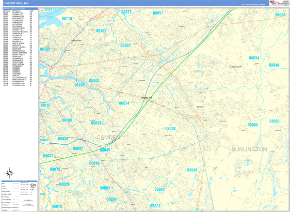 Cherry Hill New Jersey Wall Map (Basic Style) by MarketMAPS - MapSales