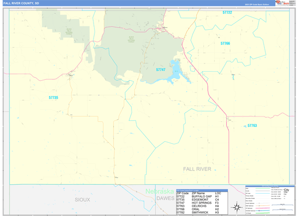 Digital Maps of Fall River County South Dakota - marketmaps.com