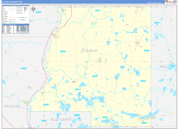 Wall Maps of Le Sueur County Minnesota - marketmaps.com
