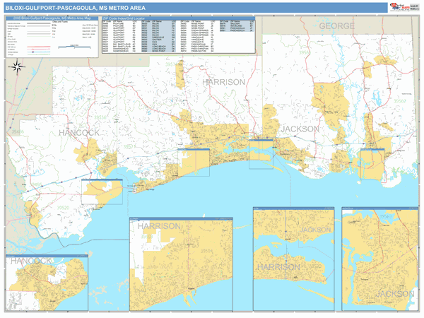 Maps of Biloxi-Gulfport-Pascagoula Metro Area Mississippi