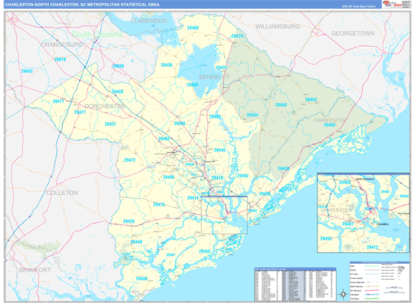 Digital Maps of Charleston-North Charleston Metro Area South Carolina