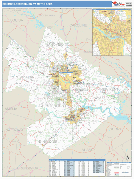 Maps of Richmond-Petersburg Metro Area Virginia