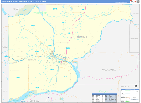 Wall Maps of Kennewick-Richland Metro Area Washington - marketmaps.com
