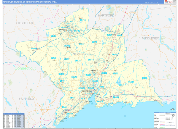 Maps of New Haven-Milford Metro Area Connecticut - marketmaps.com