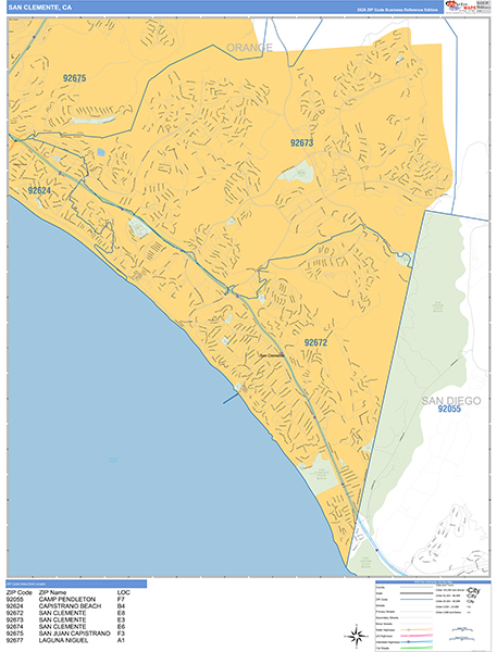 San Clemente California Wall Map (Basic Style) by MarketMAPS - MapSales