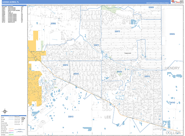 Lehigh Acres Florida Wall Map (Basic Style) by MarketMAPS - MapSales