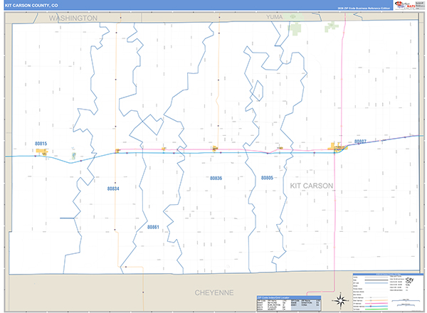 Kit Carson County, CO Carrier Route Wall Map Basic Style by MarketMAPS ...