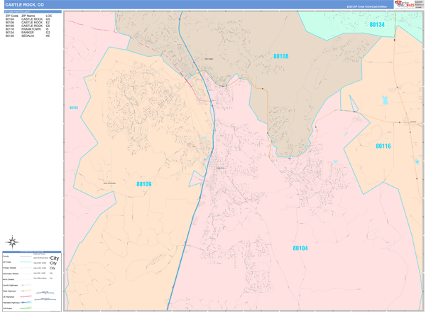 Wall Maps of Castle Rock Colorado - marketmaps.com