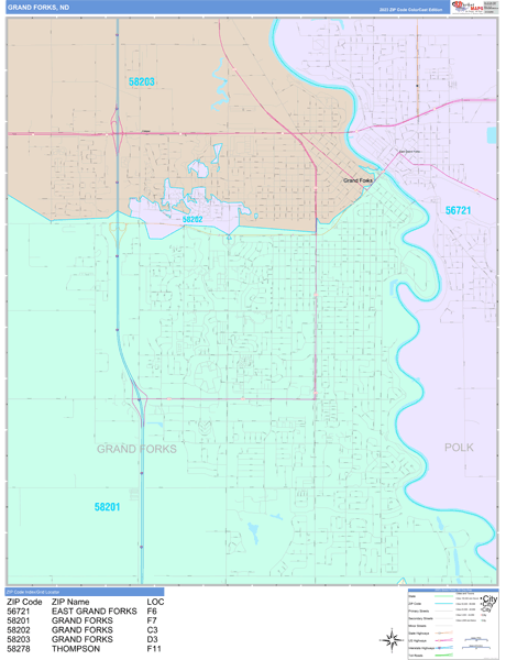 Grand Forks North Dakota Wall Map (Color Cast Style) by MarketMAPS ...