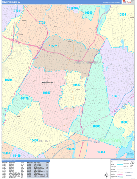 Wall Maps of Mount Vernon New York - marketmaps.com