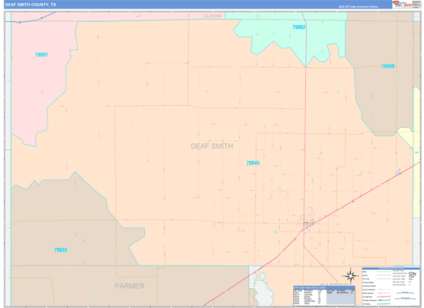 Deaf Smith County, TX Wall Map Color Cast Style by MarketMAPS - MapSales