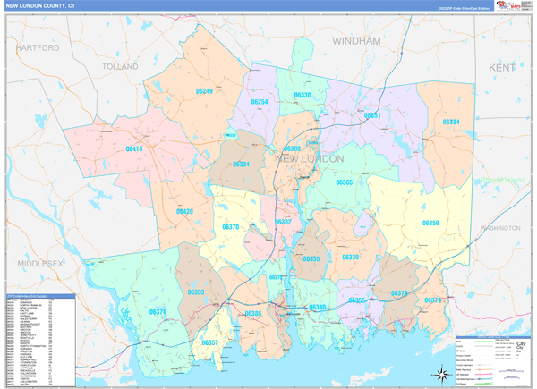 Maps of New London County Connecticut - marketmaps.com