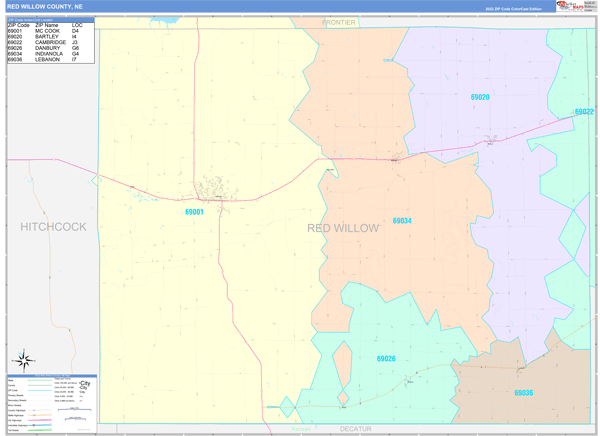 Red Willow County, NE Wall Map Color Cast Style by MarketMAPS - MapSales