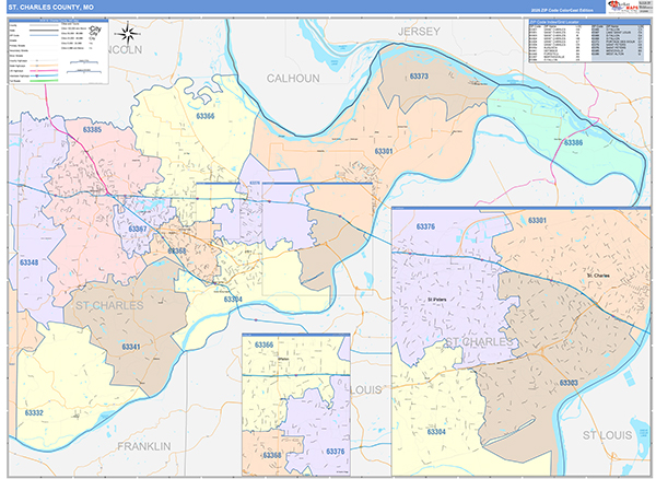 St. Charles County, MO Wall Map Color Cast Style by MarketMAPS - MapSales