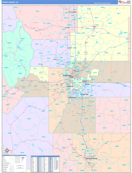 Wall Maps of Front Range Metro Area Colorado - marketmaps.com