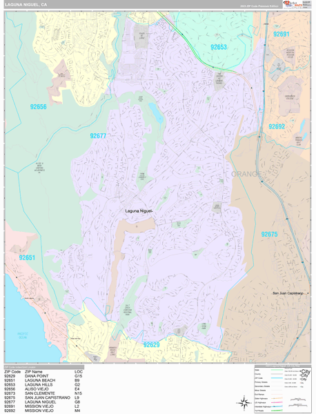 Laguna Niguel, CA Zip Code Map - Premium - MarketMAPS