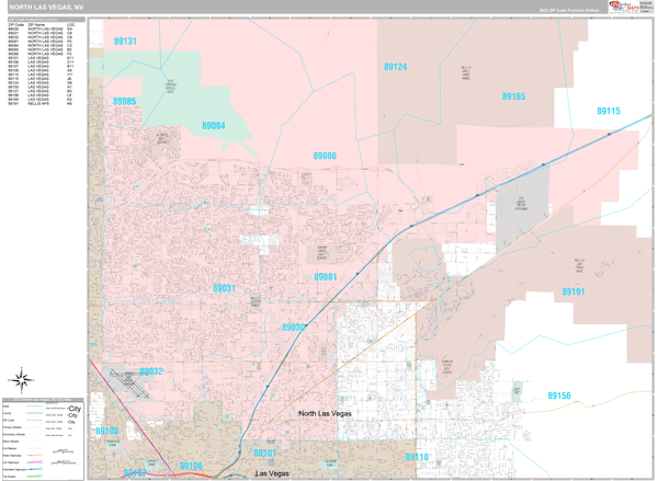 North Las Vegas Wall Map - Premium - MarketMAPS