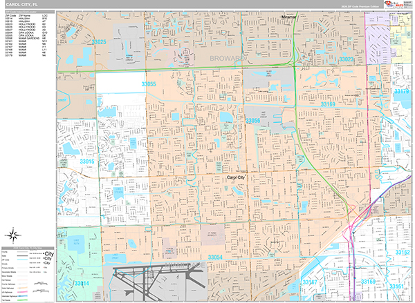 Carol City Florida Wall Map (Premium Style) by MarketMAPS - MapSales