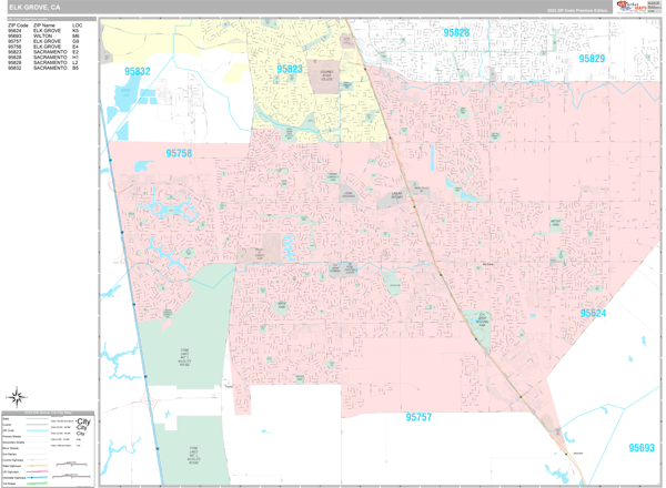 Elk Grove, CA Zip Code Map - Premium - MarketMAPS