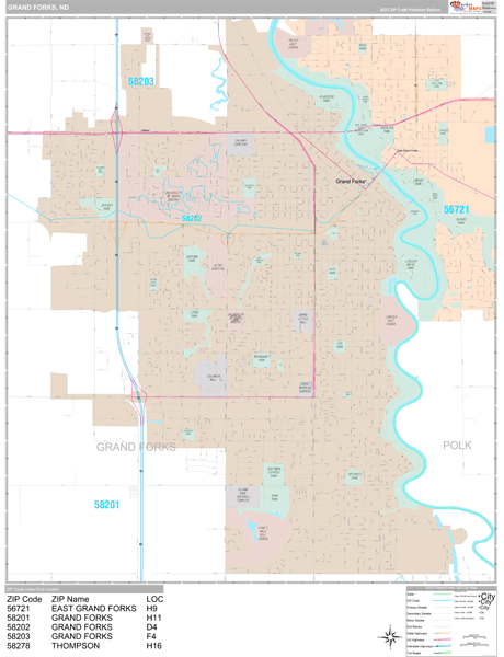 Grand Forks North Dakota Wall Map (Premium Style) by MarketMAPS - MapSales