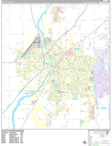 Idaho Falls Idaho Wall Map (Premium Style) by MarketMAPS - MapSales