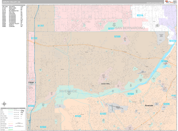 Jurupa Valley California Wall Map (Premium Style) by MarketMAPS - MapSales