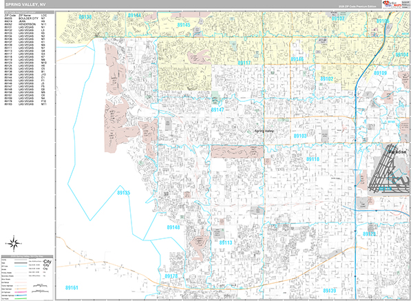 Spring Valley Nevada Wall Map (Premium Style) by MarketMAPS - MapSales