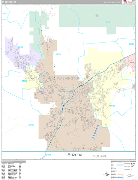 St. George Utah Wall Map (Premium Style) by MarketMAPS - MapSales